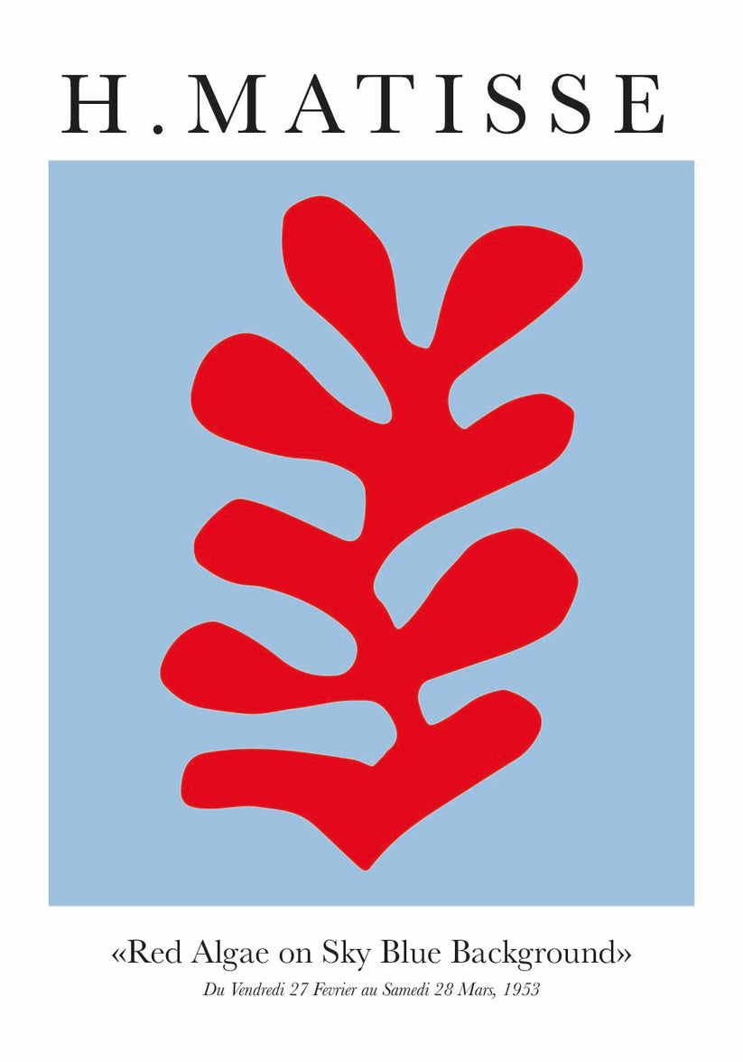 Henri Matisse Red Algae on Sky Blue Background Plakat – Posterbox.no